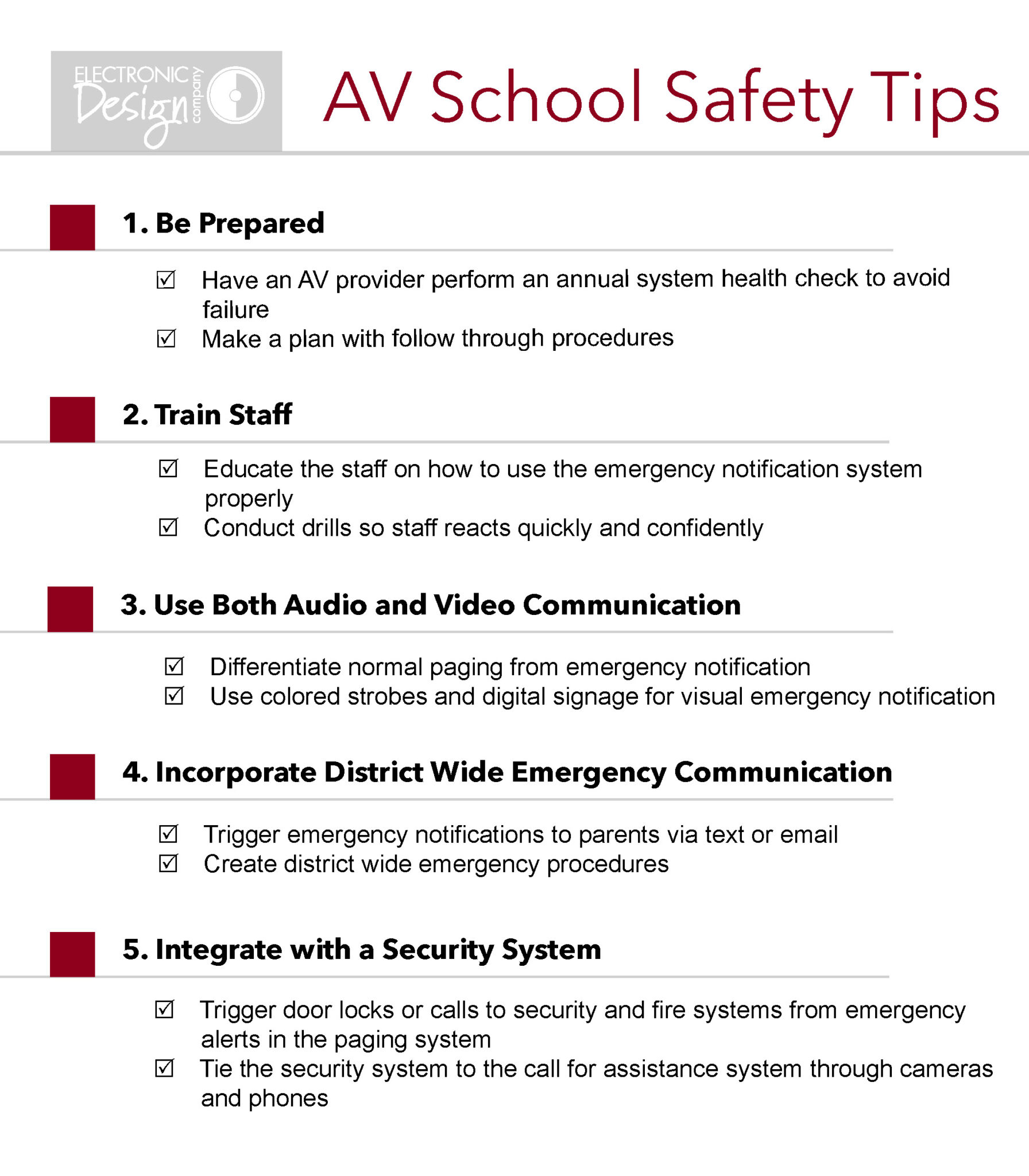 AV School Safety Tips - Electronic Design Company